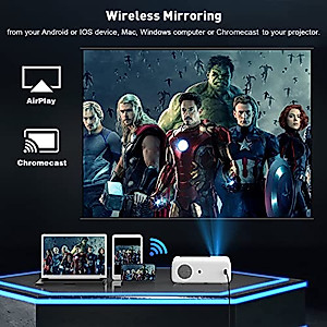 GROVIEW Smart Projector 4K Supported - 9500 Lux 1080P FHD Outdoor Movie Projector with WiFi Bluetooth, APP Control, 4D Correction, AndroidTV 9.0, Office-Software, Portable Projector for Home Theater