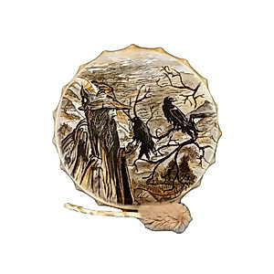 Drincoshow Shaman Drum Old Man and Crow Decorative Drum Festival Percussion Drum (A)