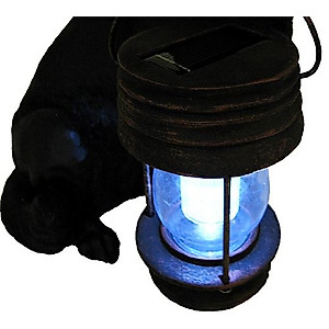 Black Labrador Dog with Lantern Garden Solar Light
