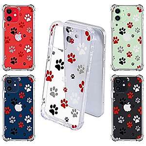 LuGeKe Dog Paw Print Case for iPhone 13 Mini,Puppy Paw Clear Soft TPU Flexible Full-Body Airbag Shockproof Case Cover for Girls Boys Kids,Transparent Anti-Scratch Bumper Protection Phone Case