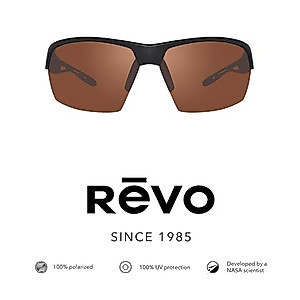 Revo Sunglasses Jett: Polarized Lens Filters UV, Semi-Rimless Rectangle Wrap Frame, Matte Black Frame with Drive Lens