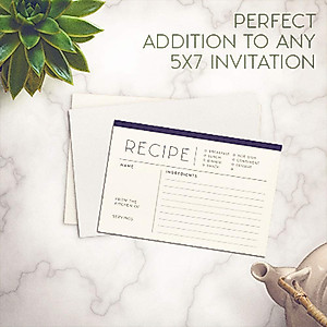 48 Water Resistant Ivory Recipe Cards, Simple & Modern, Double-Sided, Multi-Colors (Ivory & Black)
