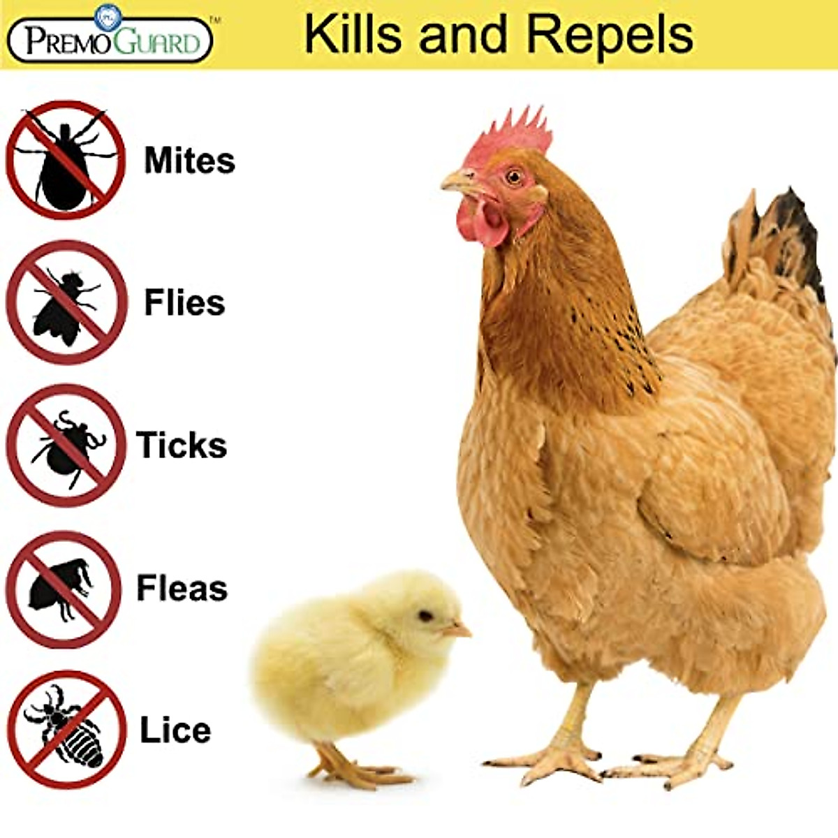 Poultry Spray by Premo Guard – Treat Mites, Fleas, Flies, and Lice – Fast Acting & Effective – Chicken, Turkey, Waterfowl, and Birds – Best Natural Protection for Control & Prevention – 32 oz