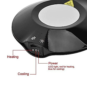 ASHATA Coffee Mug Warmer Iced, Temperature Control Smart Mug Pad for Coffee Tea and Milk, Smart Beverage Cup Mat Warmer Cooler for Travel Office Home, Red Light for Heating, Blue Light for Cooling