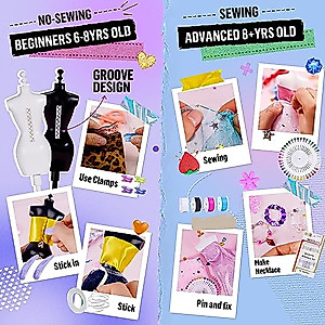 ONE TO FOUR 800+Pcs - Fashion Designer Kit for Girls with 6 Mannequins - Arts and Crafts Kit- Sewing Kit for Kid Ages 8-12 -Girls Gift Age 6 7 8 9 10 11 12-Gifts for Teen Girls