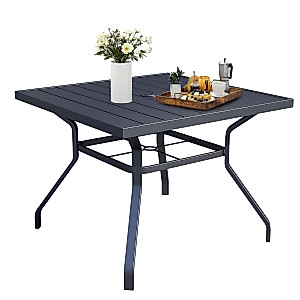 Anmutig 5 Piece Outdoor Patio Dining Set, Outdoor Furniture with 4 Folding Chairs and 37" Square Metal Dining Table for Yard, Garden, Porch and Poolside, Blue