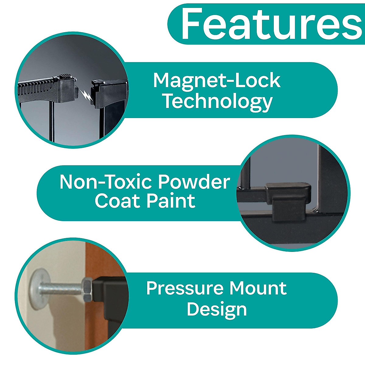 KidCo Gateway Baby Pressure Gate - No Tools or Wall Cups Required - Auto Close Magnet-Lock & Stay Open Safety Gate - G1101, Black