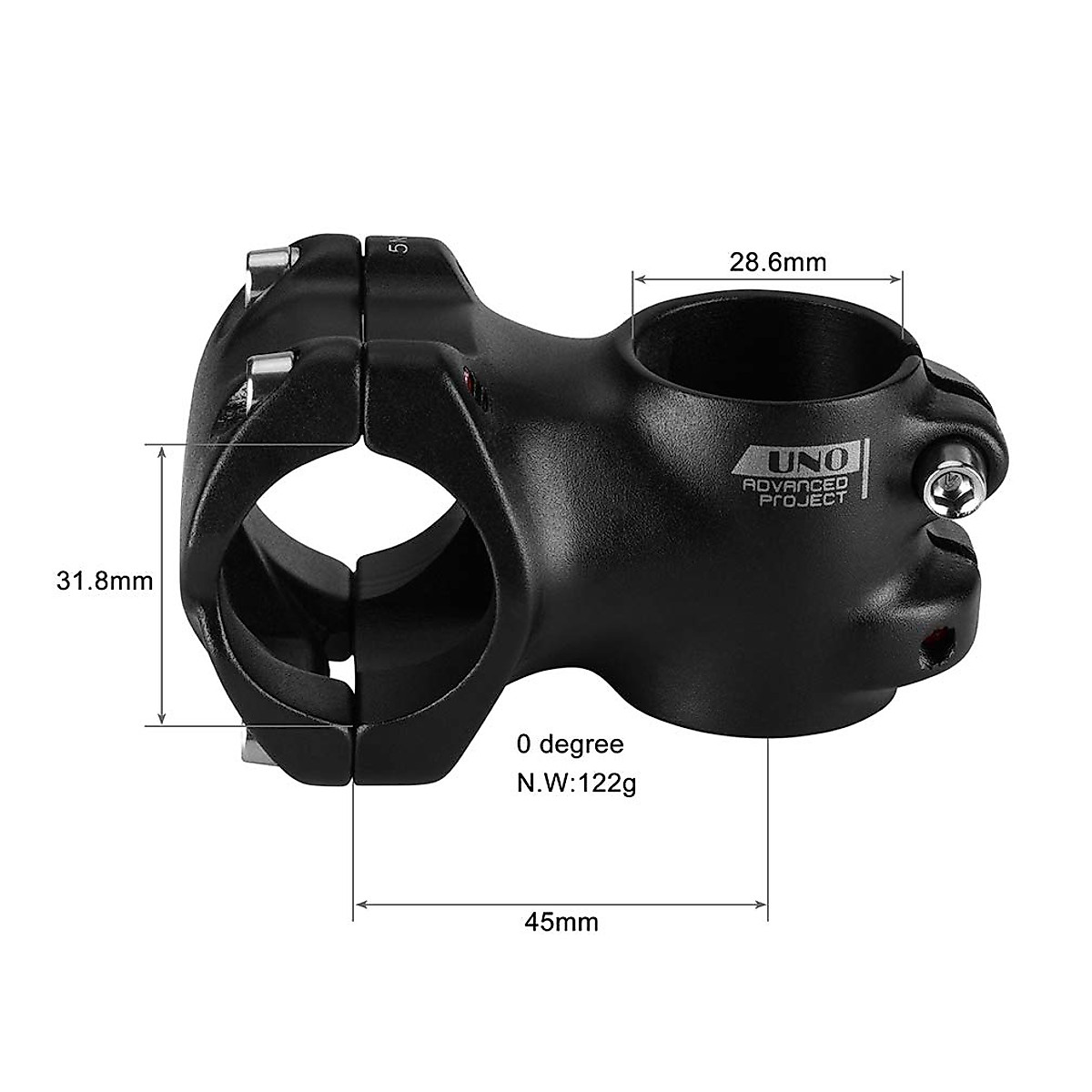 BESNIN Bike Stem MTB Downhill Bike Bicycle Stem 0 degree 31.8 * 35/45mm red for Downhill sports (0° 31.8 * 45mm White)