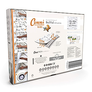 Conni Kids Reusable Bed Pad with Tuck-ins, Waterproof, Absorbent and Washable Protector Pad for Potty Training and Youth Incontinence, Aussie Animals Print, 39" x 39" (100 x 100 cm)