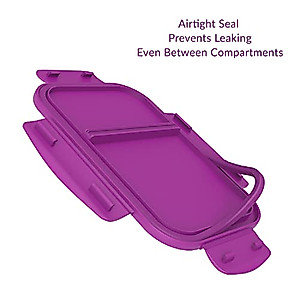 Bentgo® Glass Snack - Leak-Proof Bento-Style Snack Container with Airtight Lid and Divided 2-Compartment Design - 1.75 Cup Capacity for Meal Prepping, and Portion-Controlled Snacking (Purple)