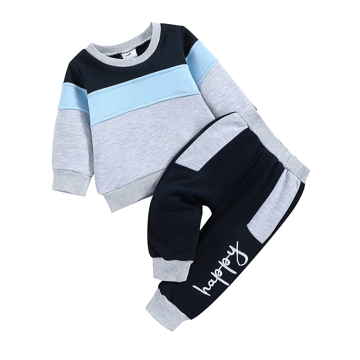 FOCICI Baby Boy Clothes Infant Fall Long Sleeve Outfits Winter Clothing Sweatshirt Pants 2pcs Set Blue 18-24 Months
