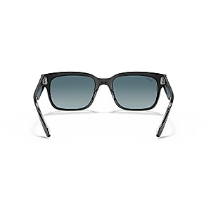 Ray-Ban Men's RB2190 Jeffrey Square Sunglasses, Black On Transparent/Blue Gradient Grey, 53 mm
