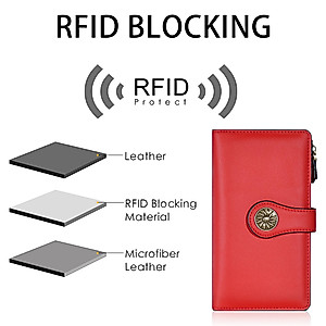Travelambo Wallets Women RFID Large Capacity Luxury Waxed Leather Clutch Wallet Multi Card Organizer