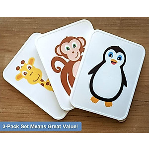 3-PACK TotBox Kids Lunch Box, Bento Snack Box for Daycare, Preschool, Kindergarten, Toddlers, Baby, Boys, Girls, Small Cute Stackable Dishwasher-safe Food Storage Containers, Fits Sandwich