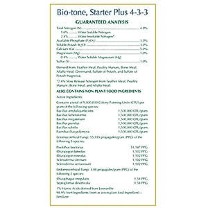Espoma Organic Bio-Tone Starter Plus 4-3-3 Natural & Organic Starter Plant Food with Both Endo & Ecto Mycorrhizae; 25 lb. Bag; The Ultimate Starter Plant Food