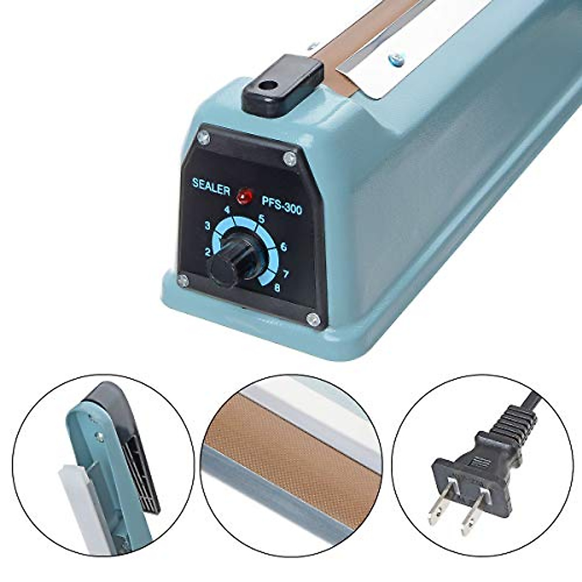 12" (300mm) Impulse Sealer Upgrade Thicken Iron case- Manual Poly Bag Heat Sealing Machine Closer Kit w/Adjustable Timer, Portable with Free Replacement Element Grip and Teflon Tape (12 Inch)