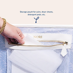 NORI Laundry Hamper - Slim Laundry Hamper - Laundry Basket w/Lid & Wheels - Collapsible Hamper w/Lid, Storage Pouch & Wheel Attachment | Apartment and Dorm Room Essentials | Women Gift Ideas