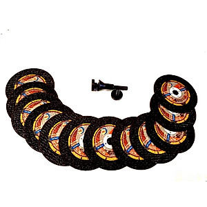 WA 12PACK - 3"x.045"x3/8" Thin Cut Off Disc, Die Grinder Tool Accessories Cutting Wheel and Mounting Mandrel Kit, 3 inch Cutoff 3/8 in Arbor for Metal, Steel, Stainless, Wood (12 Discs + 1 Mandrel)