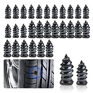 QODOLSI 30 PCS Car Tire Repair Rubber Nail for Tire Puncture Repair, Waterproof Vehicle Tire Rapid Repair Tools, Universal Durable Auto Tire Repair Nails for Motorcycle Truck ATV Jeep Tractor (Black)