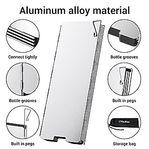 Camping Stove Windscreen, Ohuhu Camp Stove Windscreen 10 Plates Aluminum Folding Portable Camping Stove Windshield Burner Stove with Carry Bag, for Camping Picnic, Backpacking, Cooking