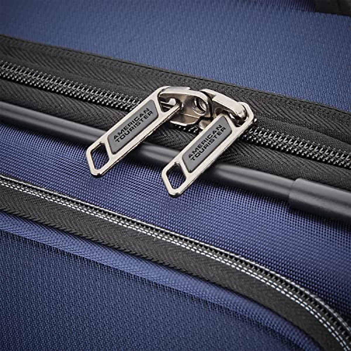 AMERICAN TOURISTER Zoom Softside Luggage with Spinner Wheels (Navy, Checked-Medium 25-Inch)