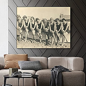 AAHARYA Retro Swimsuit Girl Print Retro Beach Fashion Girl Art Poster Canvas Painting Wall Art Poster for Bedroom Living Room Decor 8x10inch(20x26cm) Frame-style