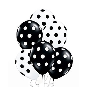 AnnoDeel 50 Pcs 12" Latex Balloons, Black and White Polka Dot Balloons for Brithday Balloon Wedding Balloon Decoration