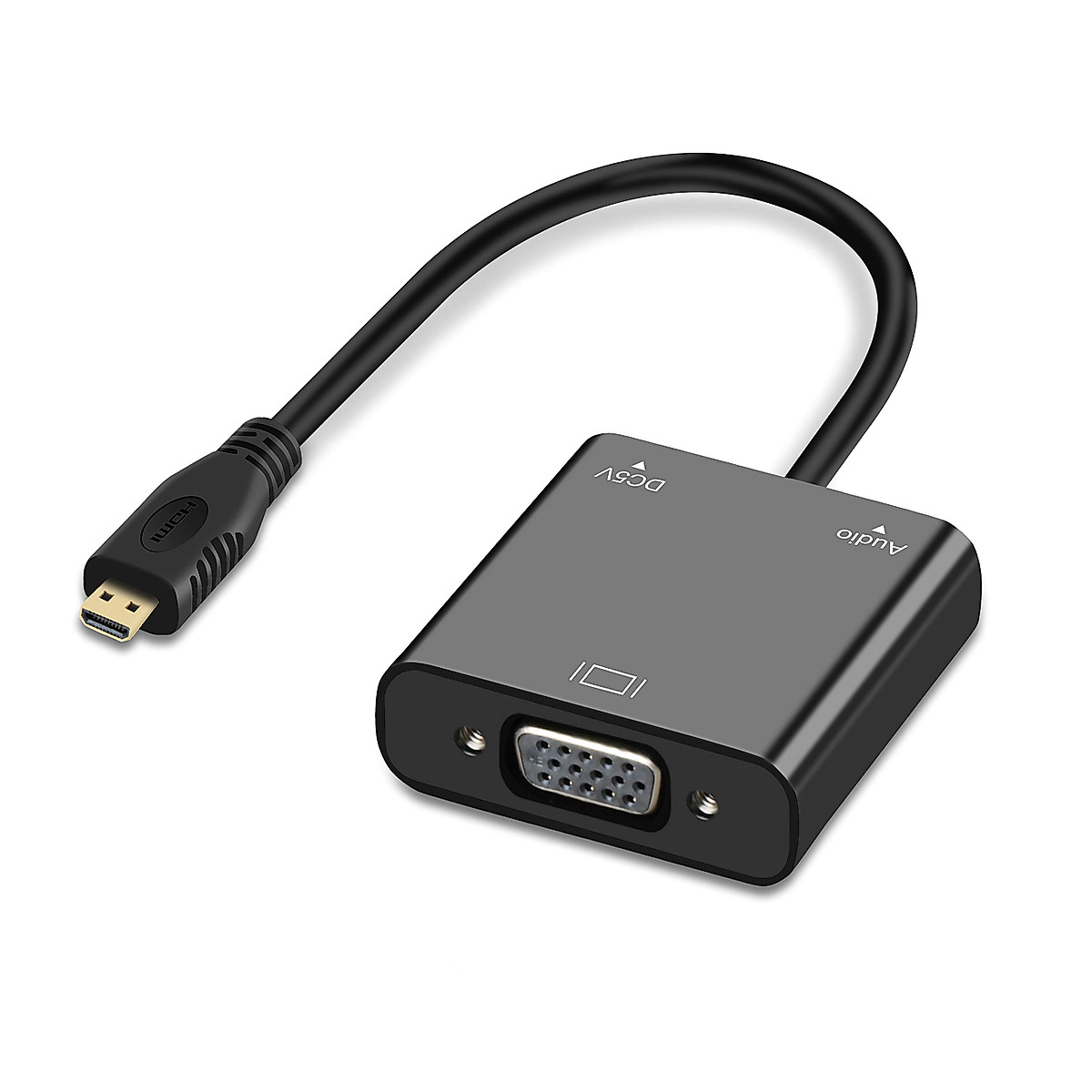 avedio Links Micro HDMI to VGA Adapter, Active Micro HDMI to VGA Video Converter with 3.5mm Stereo Audio, Micro HDMI to VGA Cable (Male to Female) Compatible with Laptop, Projector, HDTV