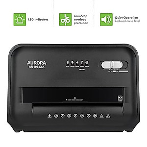 Aurora AU1035XA 10-Sheet Crosscut Paper/Credit Card Shredder with 4-Gallon Pullout Wastebasket