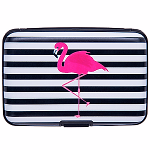 ELFISH Mini RFID Aluminum Wallet Credit Cards Holder Business Card Case Metal ID Case for Men Women (Crane)