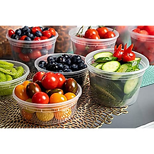 Deli Plastic Food Storage Containers with Airtight Lids [ 12Sets-8oz | 20Sets-16oz | 12Sets-32oz] - Great for Slime, Soup Containers, Portion Control | Microwave | Dishwasher | Freezer Safe | Leakproof | (40 Mix Sets)