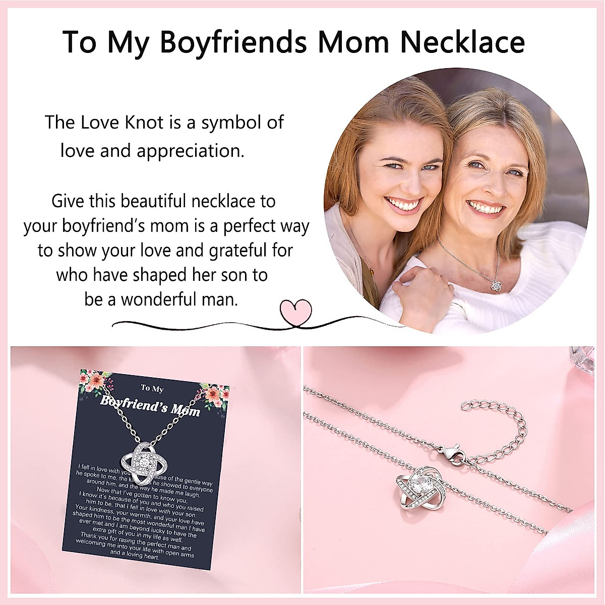UNGENT THEM Mothers Day Gifts for Boyfriends Mom, To My Boyfriends Mom Necklace, Boyfriends Mom Christmas Gift Presents