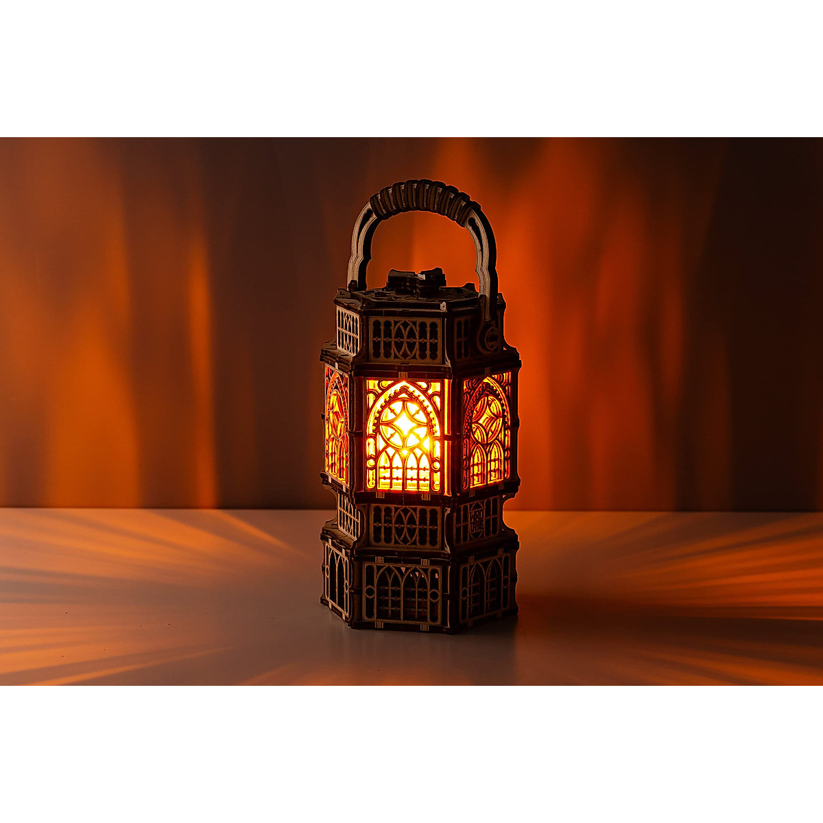 Wood Trick Antique Lantern Luminous LED 3D Wooden Puzzles for Adults and Kids to Build - 2-Mode Lighting - Engineering DIY Project Mechanical 3D Puzzle Model Kits for Adults