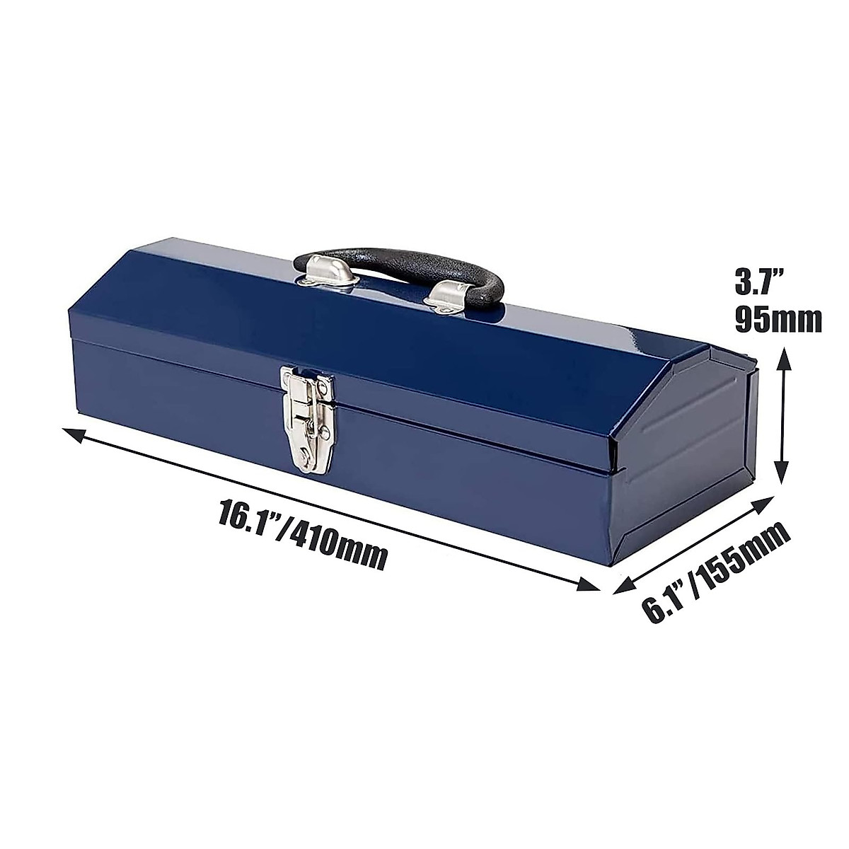 TCE ATB102U Torin 16" Hip Roof Style Portable Steel Tool Box with Metal Latch Closure, Blue