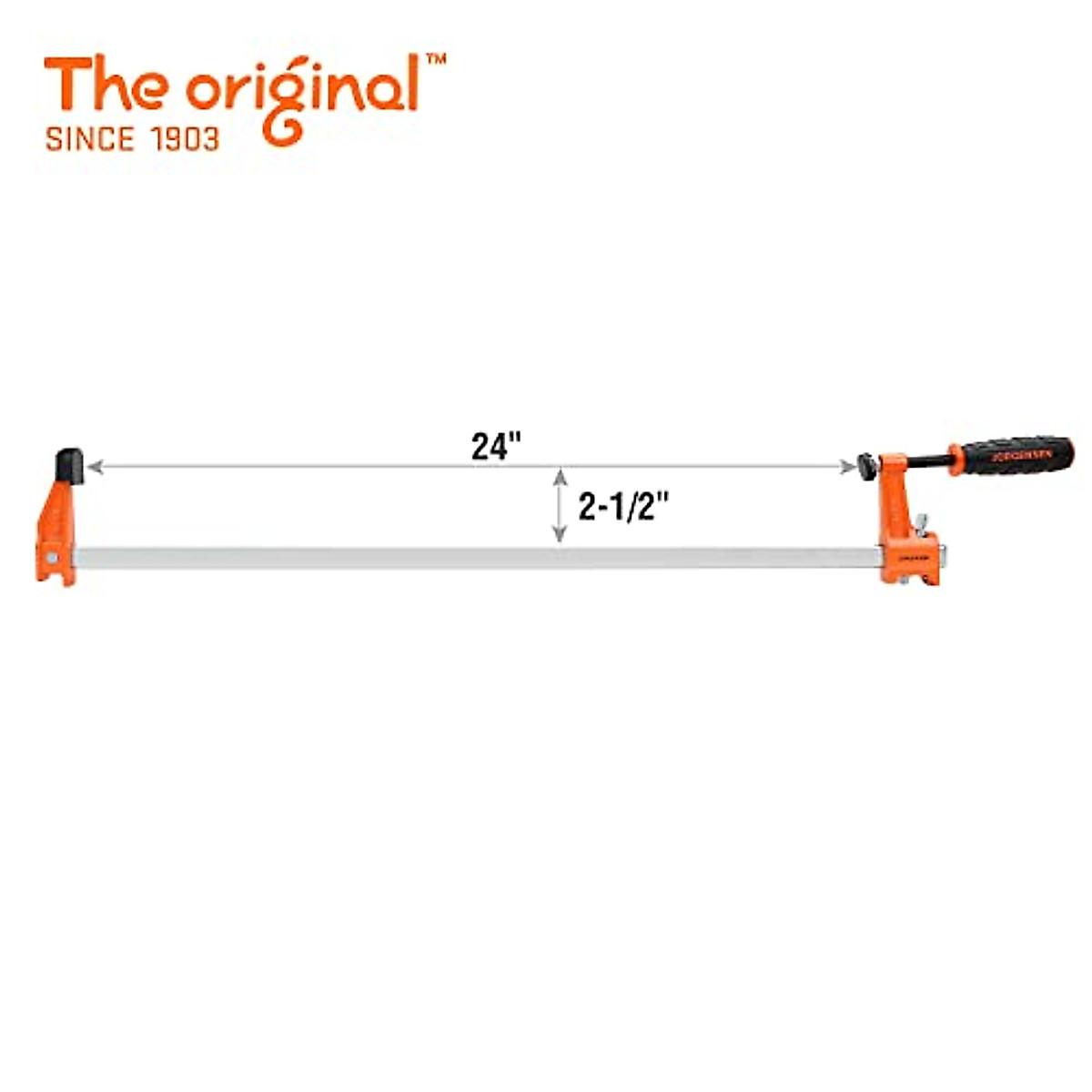 Jorgensen 2-pack Medium Duty Steel Bar Clamp Set with 600 lbs Load limit, 24-inch