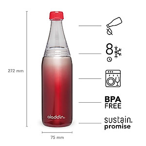 Aladdin Fresco Twist and Go Stainless Steel Vacuum Insulated Water Bottle, Red, 0.6 Litre