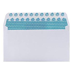 #6 3/4 Security Tinted Self-Seal Envelopes - No Window, Size 3-5/8 X 6-1/2 Inches - White - 24 LB - 100 Count (34600)
