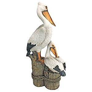 Design Toscano QL56458 Coastal Decor Ocean's Perch Pelicans Garden Bird Statue, 9 Inches Wide, 9 Inches Deep, 24 Inches High, Handcast Polyresin, Full Color Finish