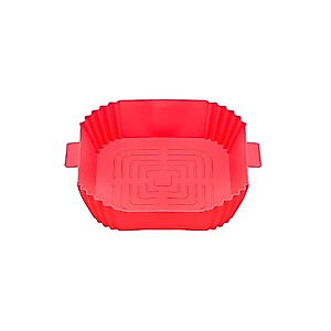 Air Fryer Silicone Liners (2-Pack), Reusable Square Air Fryer Liners Heat Resistant Silicone Air Fryer Liners Air Fryer Accessories For 4 To 7 Qt Air fryers (Red+Blue)