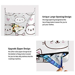 DOMIKING Hanging Clothes Hamper Laundry Basket - Cute Cats Door Hanging Laundry Bag for Holding Dirty Clothes Space Saving