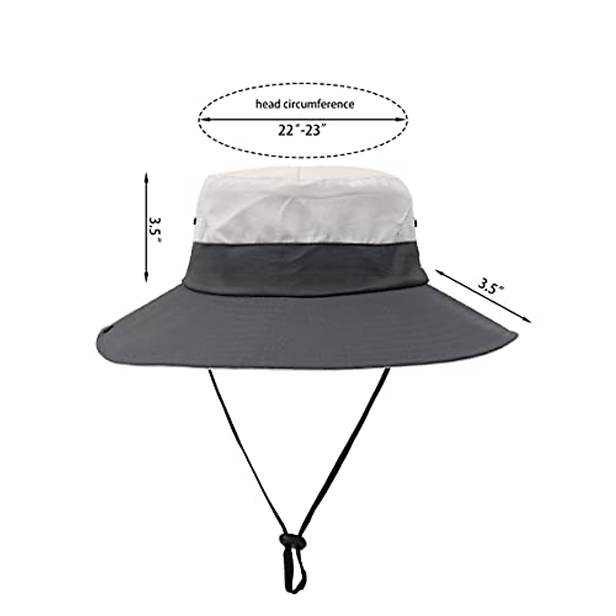 Womens Summer Sun Hat Beach Hat Wide Brim Outdoor UV Protection Hat Foldable Cool Mesh Ponytail Bucket Hat (Grey+Beige)