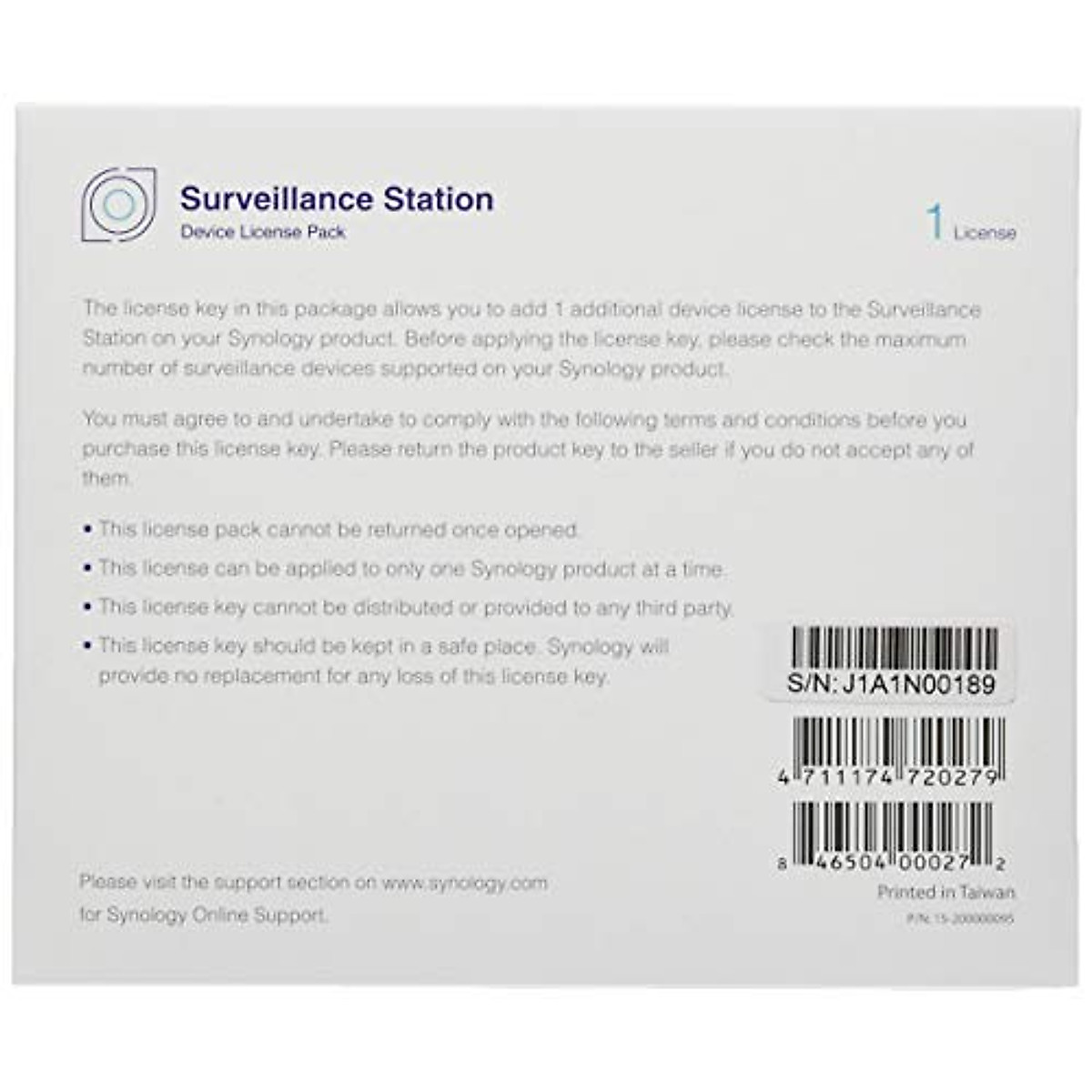 Synology IP Camera License Pack for 1 (CLP1)