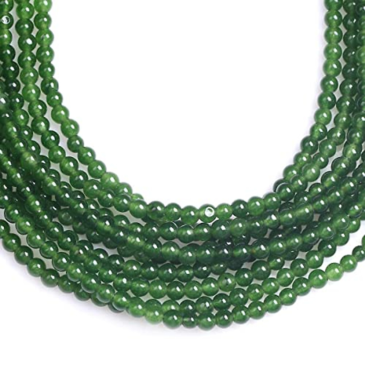 GEM-Inside Natural 4mm Green Taiwan Jade Gemstone Loose Beads Round Crystal Energy Stone Power for Jewelry Making 15"