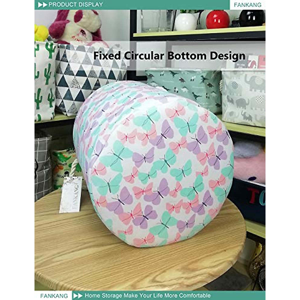 FANKANG Storage Baskets,Collapsible Convenient Nursery Hamper/Laundry Bin/Toy Collection Organizer for Kid's Room(Butterfly)