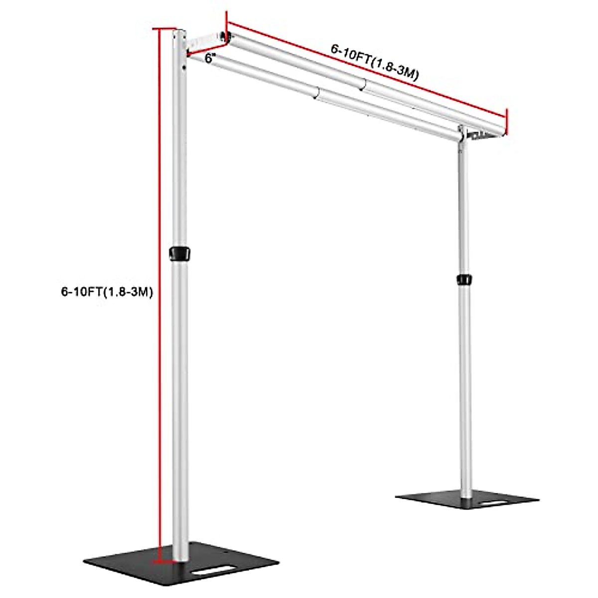 Hecis Pipe and Drape, Portable Pipe and Drape Backdrop Stand with Crossbar, Adjustable Pipe and Drape Backdrop Kit for Event， Party, Trade Shows and Wedding Decor, 10FTX10FT Double Crossbar