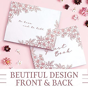Floral Wedding Guest Book, Wedding Guestbook with Gold Pen, Guest Book Wedding Rose Gold Stamping, Bridal Shower Guest Book Rose Gold Paper Edge, Wedding Guestbook Alternative, Guestbook Wedding