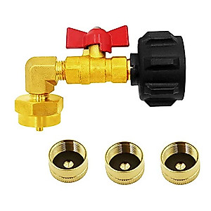 MENSI Elbow Design QCC Type 1 Propane Refill Adapter with 3 Pieces of Bottle Thread Protection Cap Refiller Kit for 1 Pound Disposal Bottle