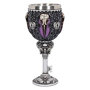 Nemesis Now B4725P9 Edgar's Raven Goblet 18cm, Resin w. Stainless Steel, Purple,silver