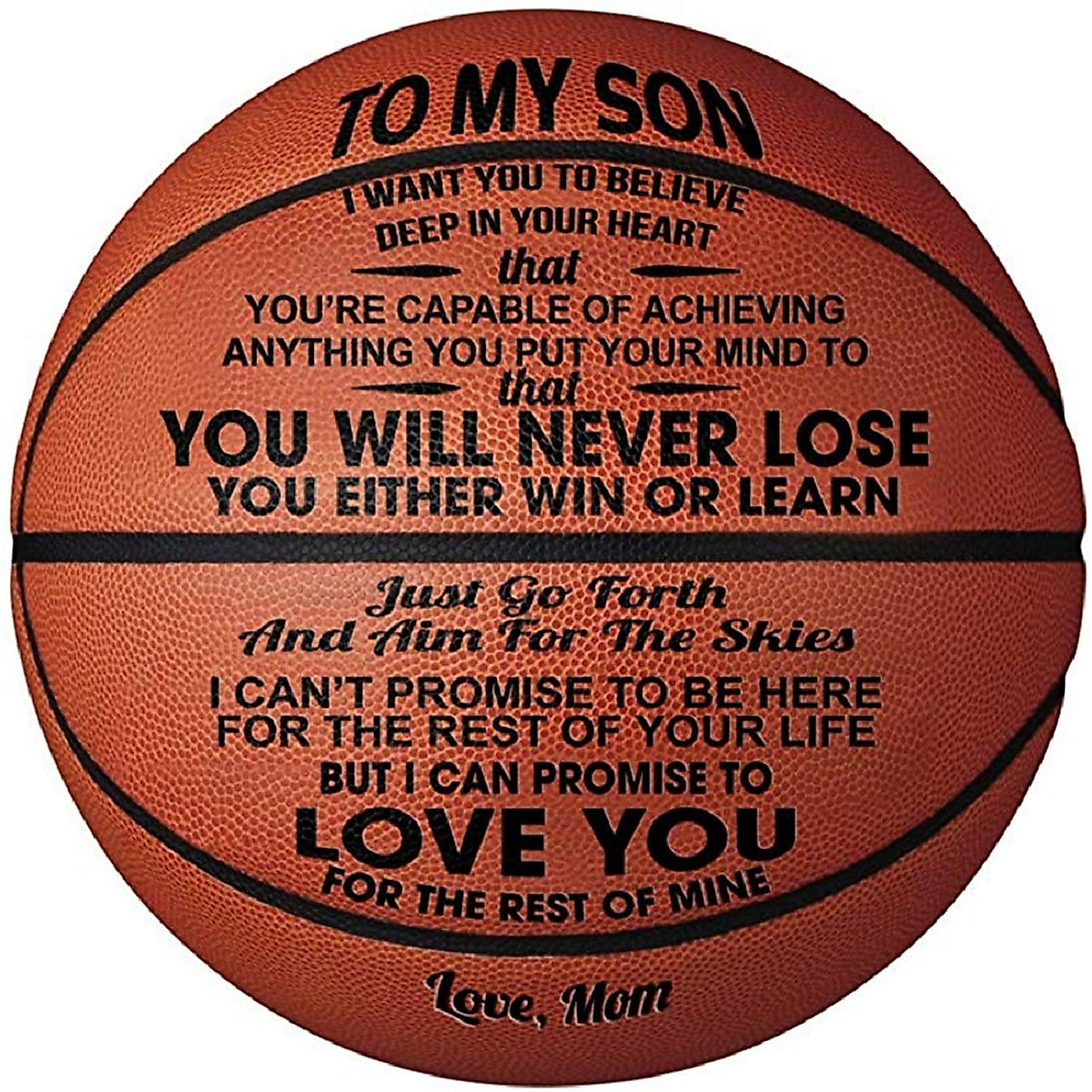 KAAYEE Engraved Basketball for Son from Mom, Personalized 29.5" Basketball Son Gifts from Mom, Custom Birthday Graduation Christmas Back to School Gift for Son from Mom