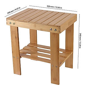 ZEONHAK 2 Pack 12.3 x 9.4 x 13.2 Inches Bamboo Step Stool, Bamboo Foot Stool, Bamboo Small Seat Stool for Garden, Living Room, Kitchen, Bathroom, Bedroom